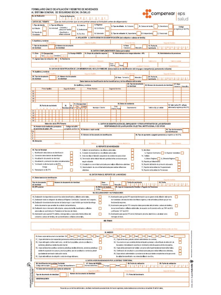 Formulario Compensar PDF | PDF