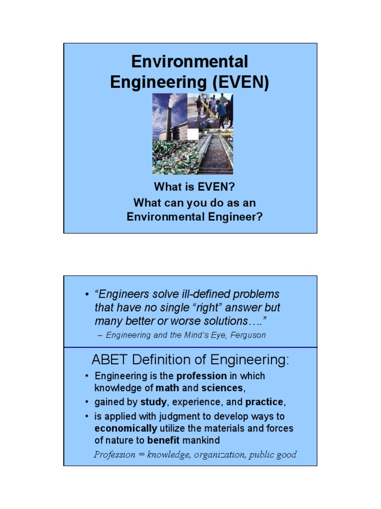 Environmental Engineering (EVEN) : ABET Definition of Engineering | PDF ...