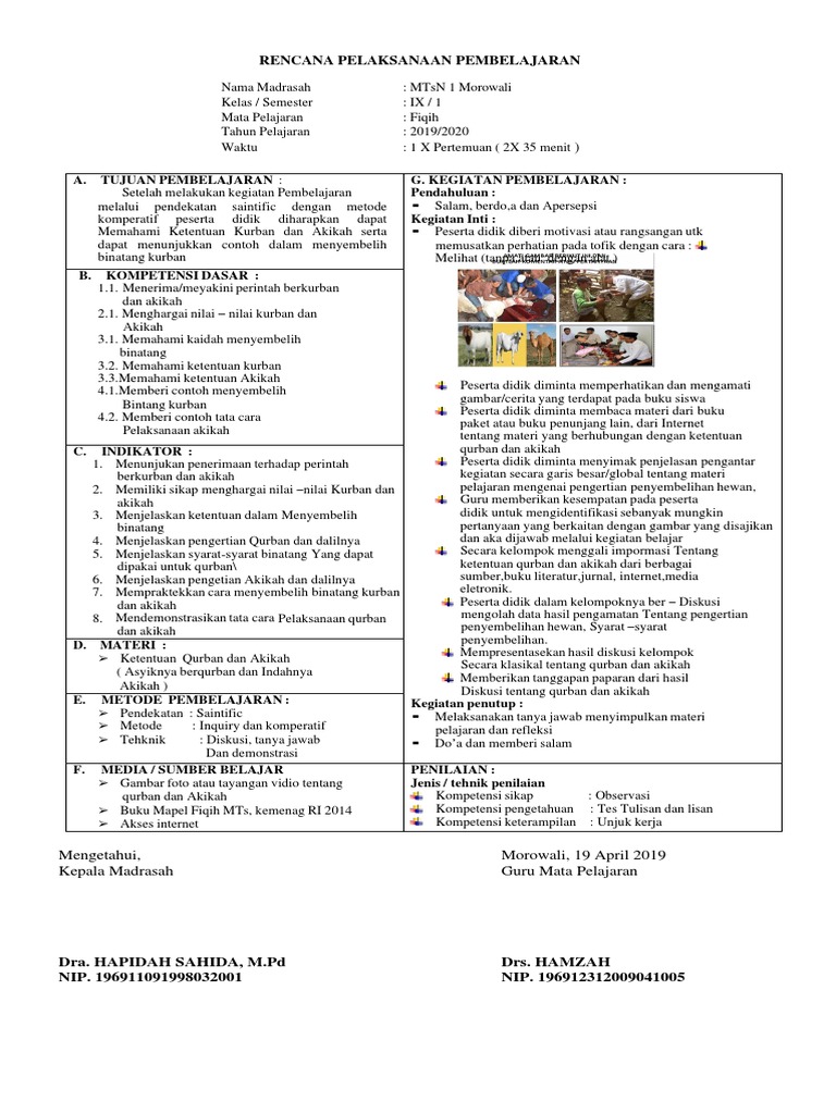 Contoh RPP Fiqih | PDF