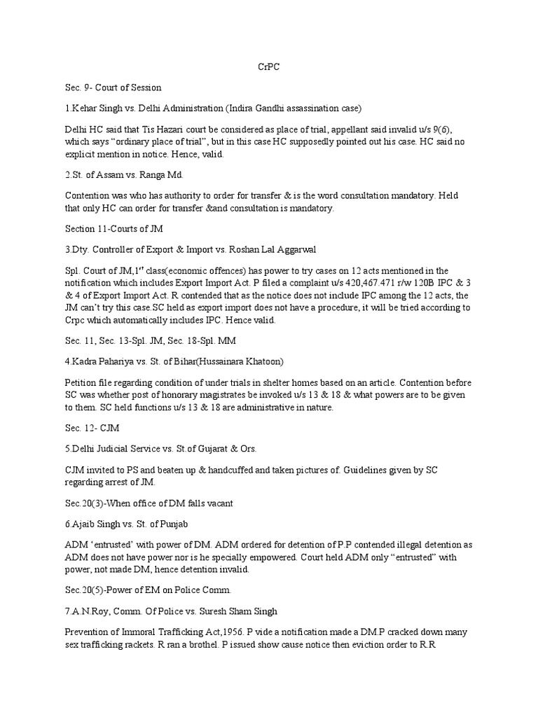 CRPC Cases List | PDF | Arrest | Misconduct