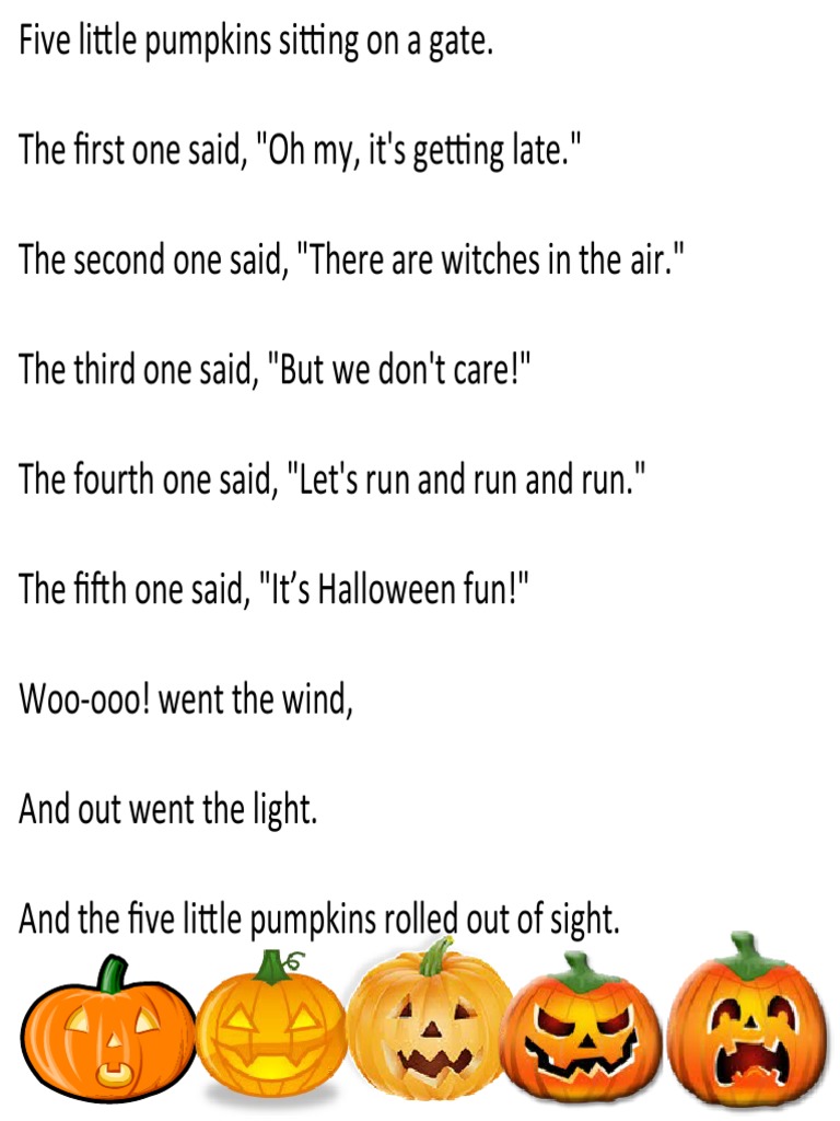 Five Little Pumpkins Poem | PDF | Mystery, Thriller & Crime Fiction