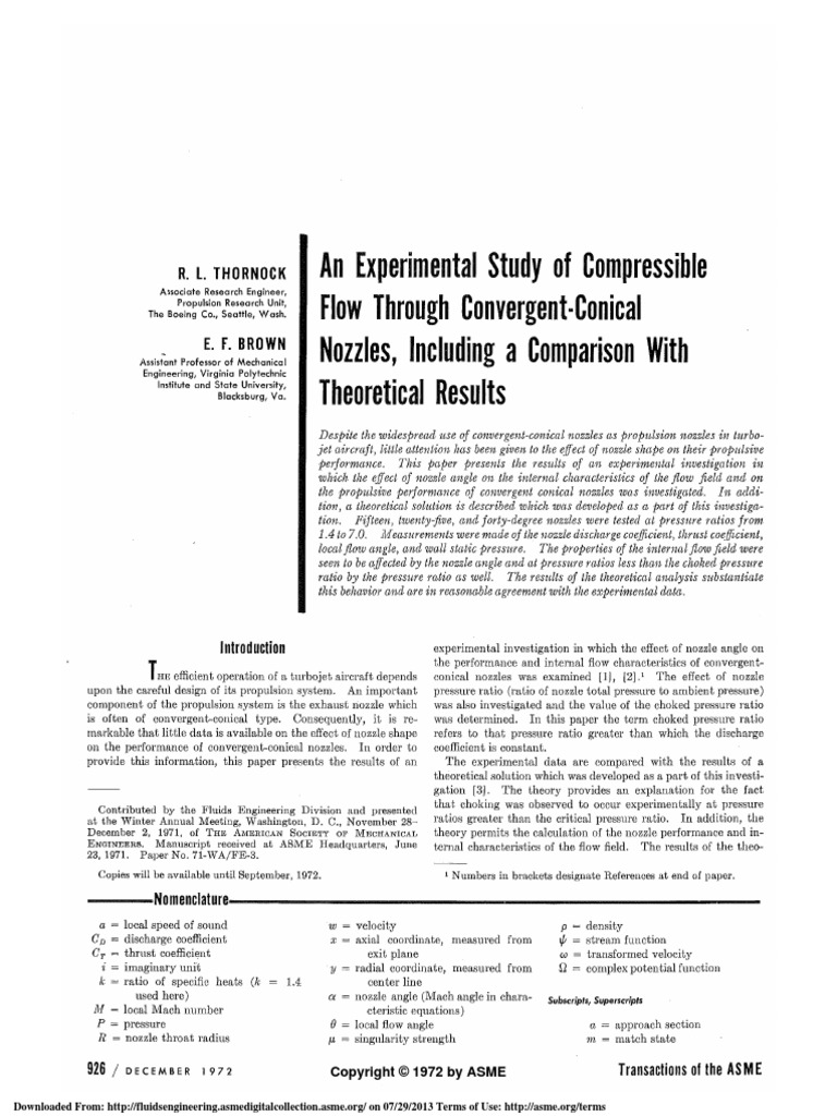 Thornock1972 An Experimental Study of Compressible Flow Through ...