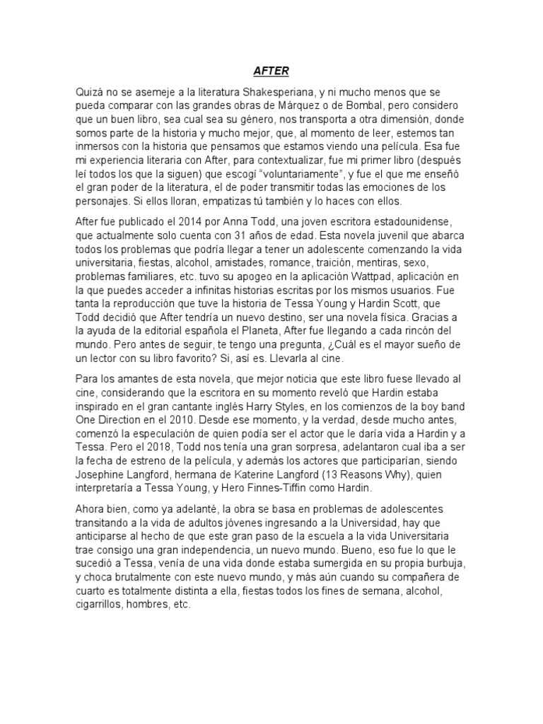 Prólogo After | PDF | Novelas | Cortejo