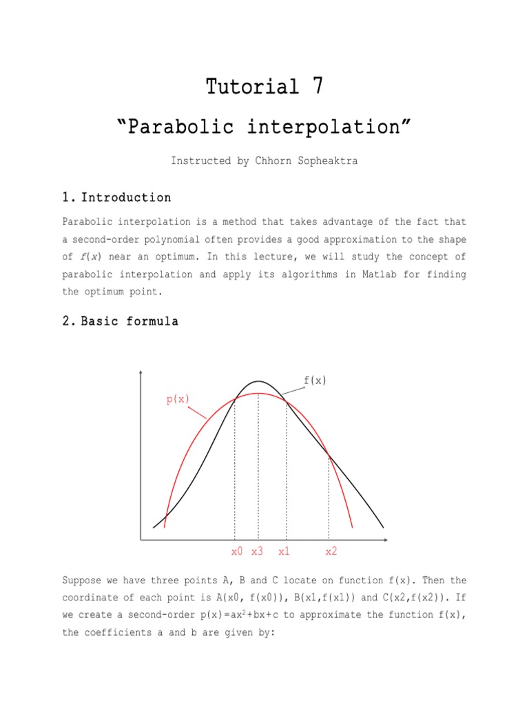 Tutorial 7: "Parabolic Interpolation" | PDF | Teaching Methods ...