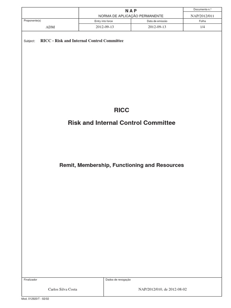 Risk and Internal Control Committee Guide | PDF | Internal Control ...