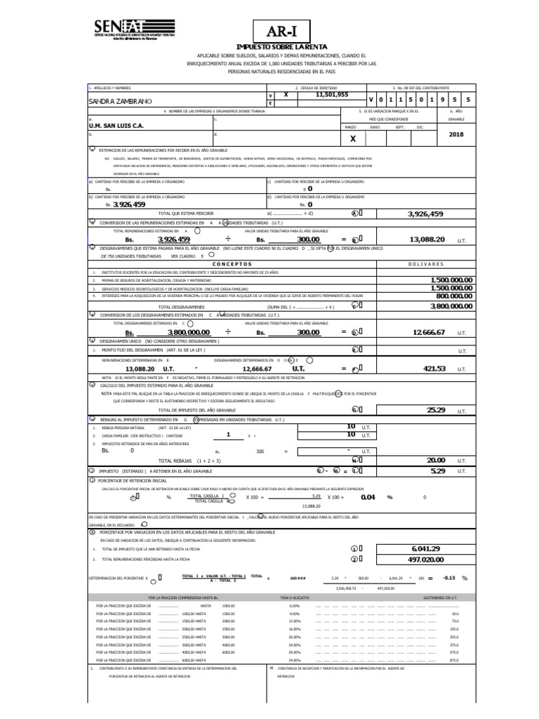 Ari Formato | PDF | Sueldos y salarios | Impuestos