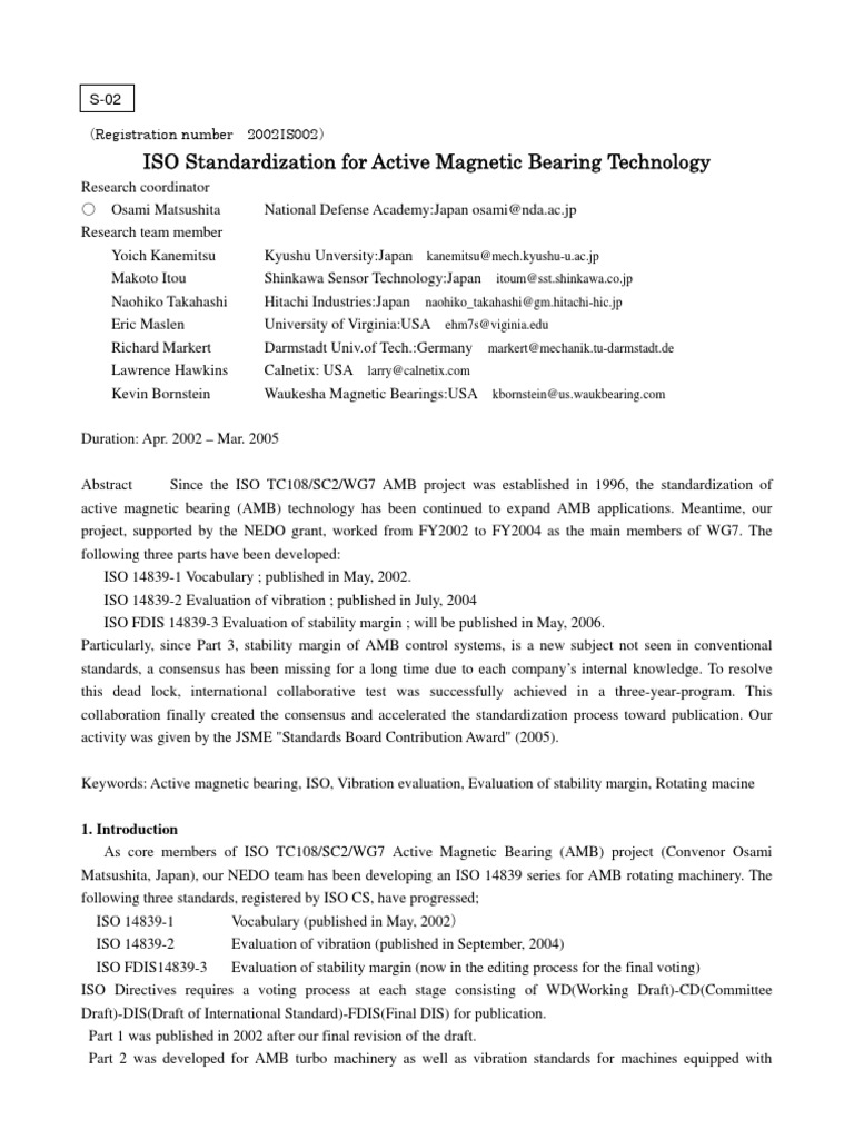 ISO AMB Standardization | PDF | Control Theory | Turbomachinery