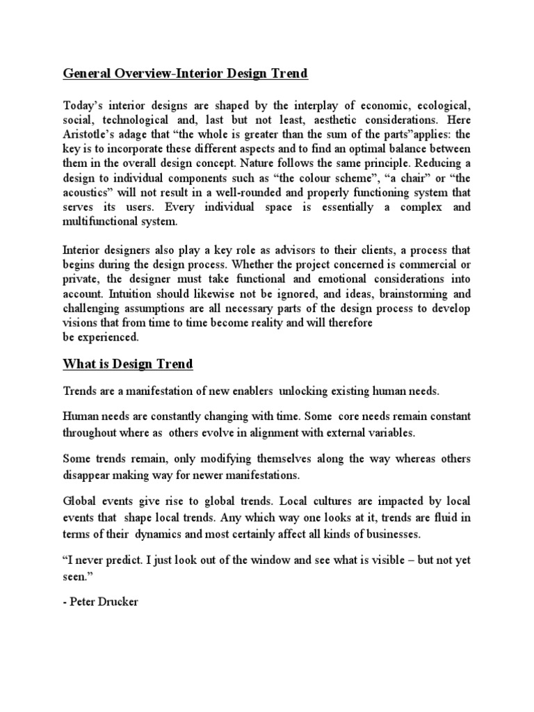 General Overview-Interior Design Trend | PDF | Interior Design | Design