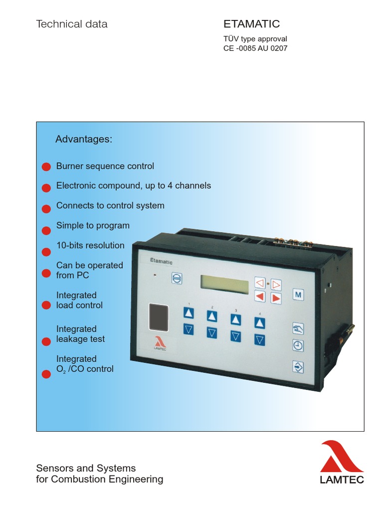 Technical Data Etamatic: Advantages | PDF | Control System | Sensor