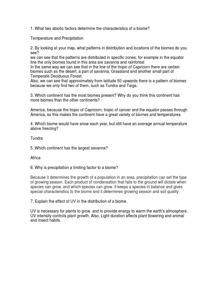 Biome Characteristics and Distribution | PDF