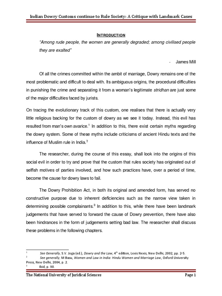 Indian Dowry Customs Continue To Rule Society: A Critique With Landmark ...