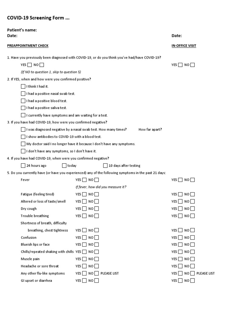Dental Patient Screening Checklist.5ebaac92253ed | PDF | Symptom ...