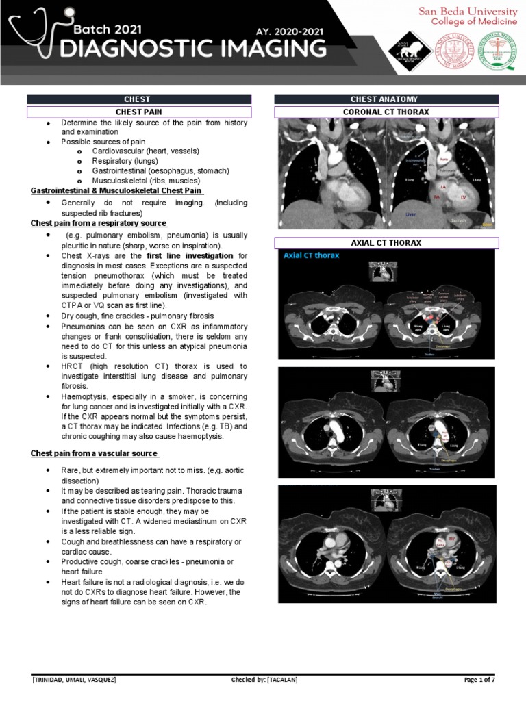 Chest Chest Anatomy: Chest Pain Coronal CT Thorax | PDF | Thorax | Lung