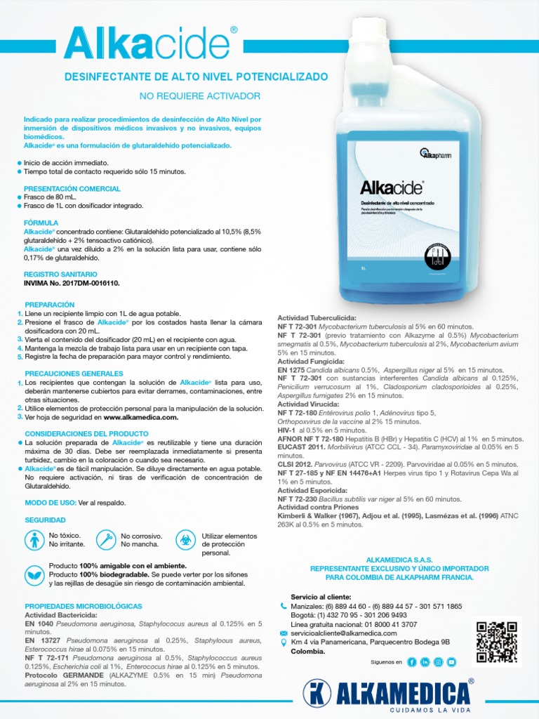 Alkacide Desinfectante de Alto Nivel Potencializado Frasco 80 ML X ...