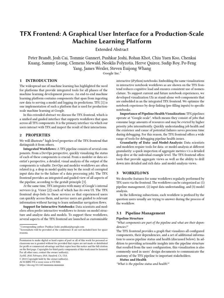 TFX Frontend: A Graphical User Interface For A Production-Scale Machine ...
