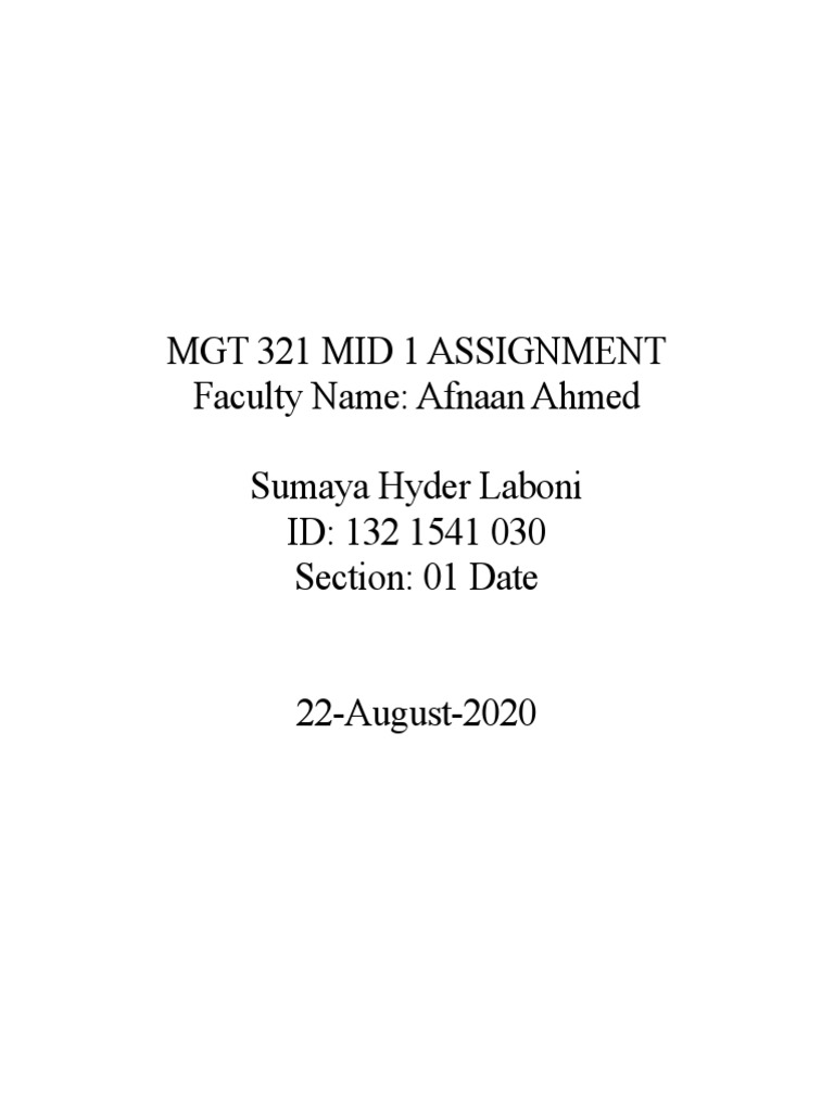 MGT 321 mID 1 aSSIGNMENT Sumaya Hyder Laboni | PDF | Job Satisfaction ...
