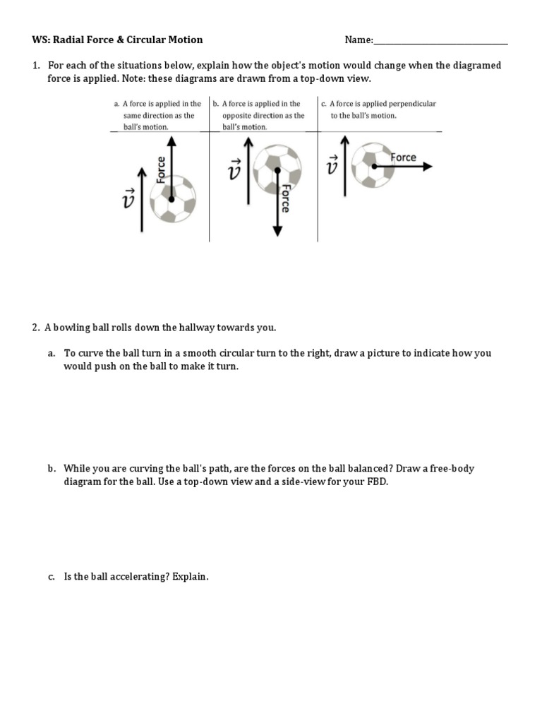 WS: Radial Force & Circular Motion | PDF
