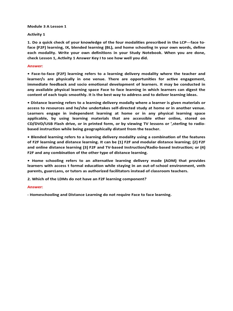 LDM2 Module 3A With Answers | PDF | Educational Assessment | Distance Education