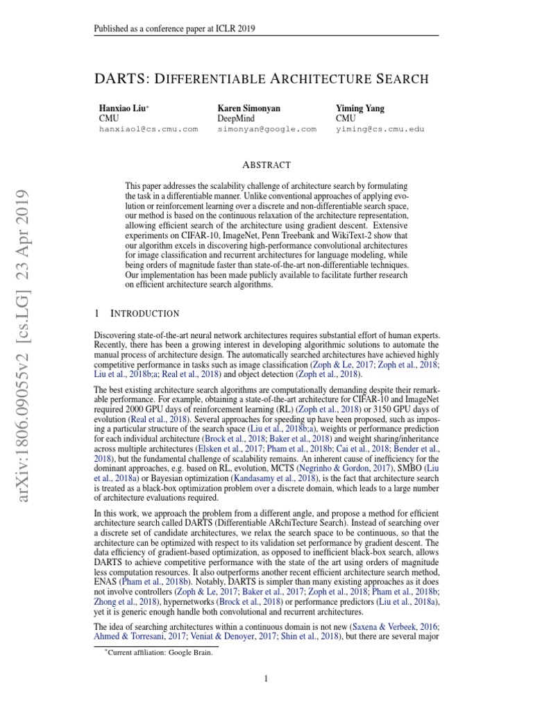 Darts: D A S: Ifferentiable Rchitecture Earch | PDF | Computational ...