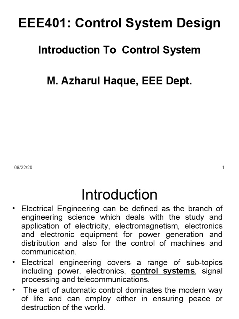 Lesson #M1 - 1 Introduction To Control Systems | PDF | Control Theory ...