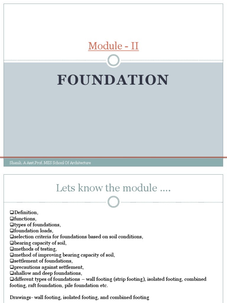 Foundation: Module - II | PDF | Deep Foundation | Foundation (Engineering)