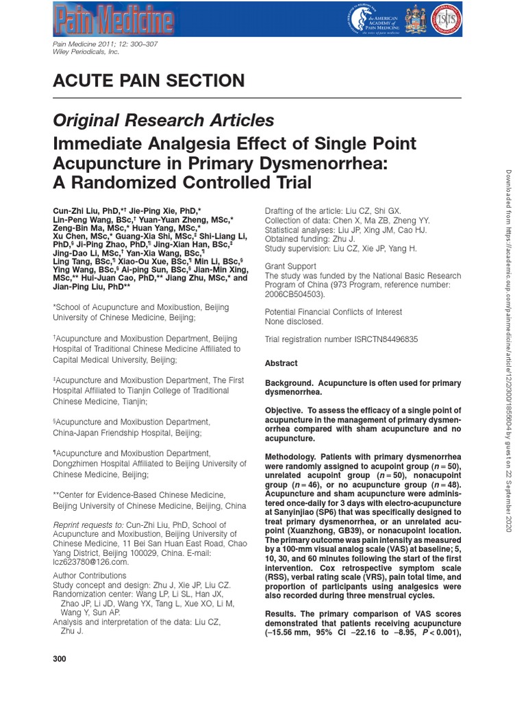 Original Research Articles: Acute Pain Section | Download Free PDF ...