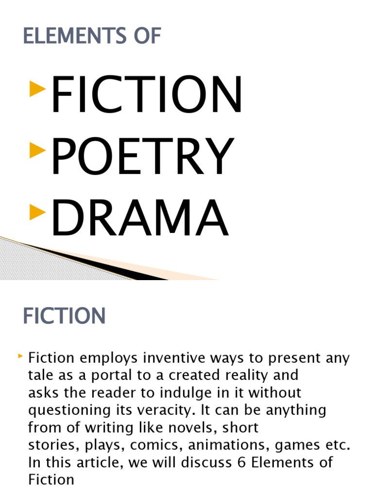 Fiction Poetry Drama: Elements of | PDF | Plot (Narrative) | Poetry