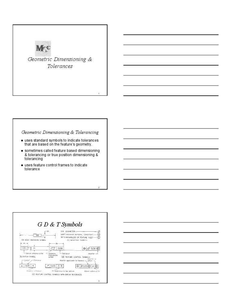 Geometric Dimensioning & Tolerances: G D & T Symbols | PDF ...