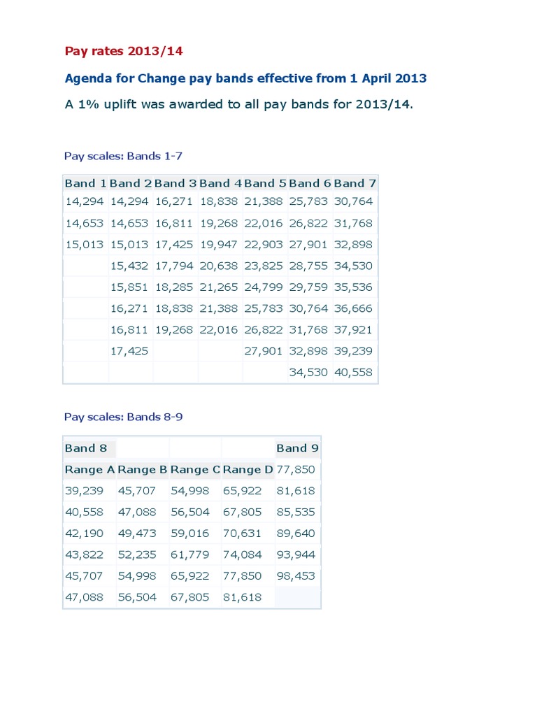 NHS Pay Rates 2013 - 2014 | PDF