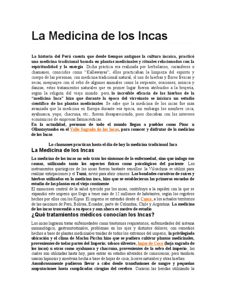 La Medicina de Los Incas | PDF | Imperio Inca | Chamanismo