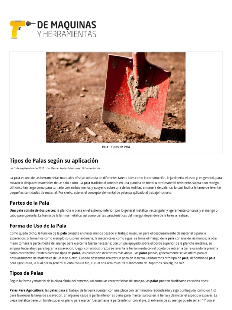 Tipos de Palas - de Máquinas y Herramientas | PDF | Herramientas | Mano