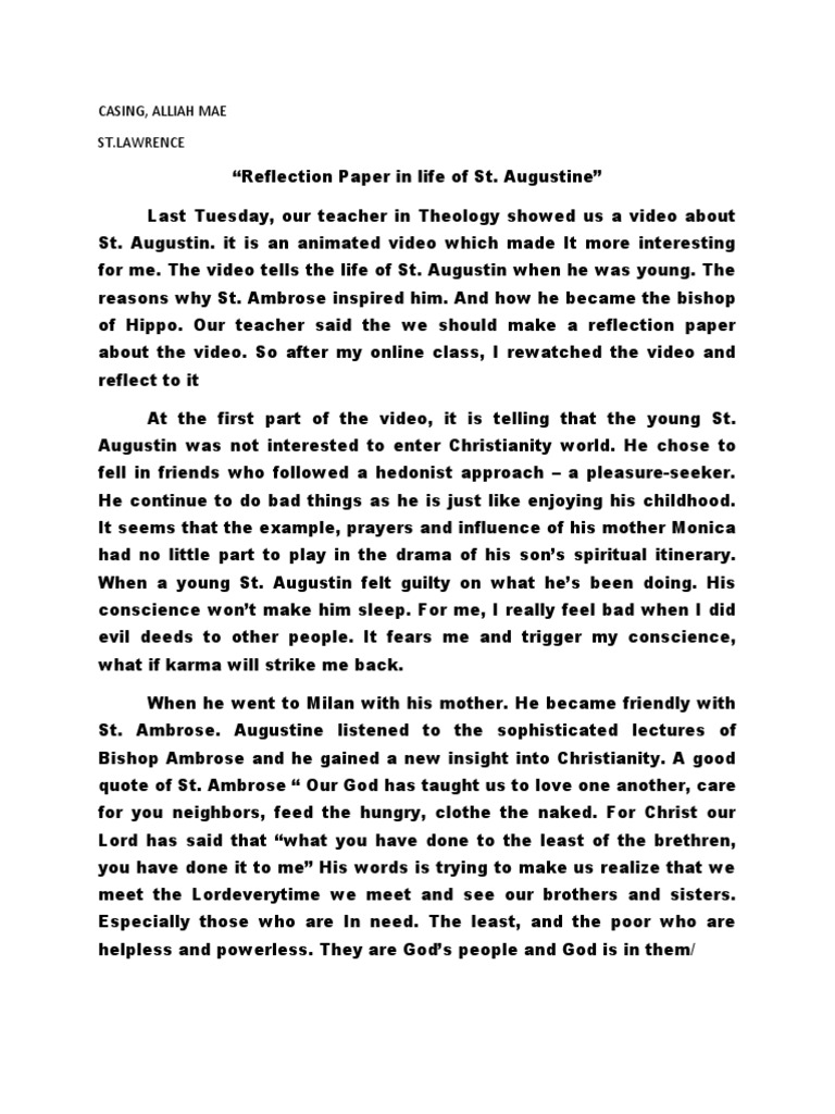 Casing, Alliah Mae ST - Lawrence | PDF | Ambrose | Augustine Of Hippo