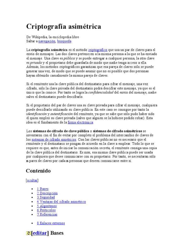Criptografía Asimétrica Pdf Criptografía De Clave Pública Clave