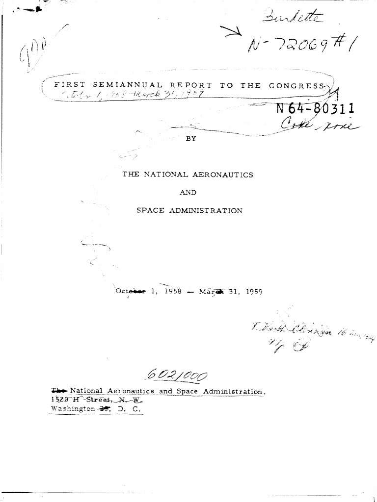 First Semiannual Report To The Congress, October 1, 1958 - March 31 ...
