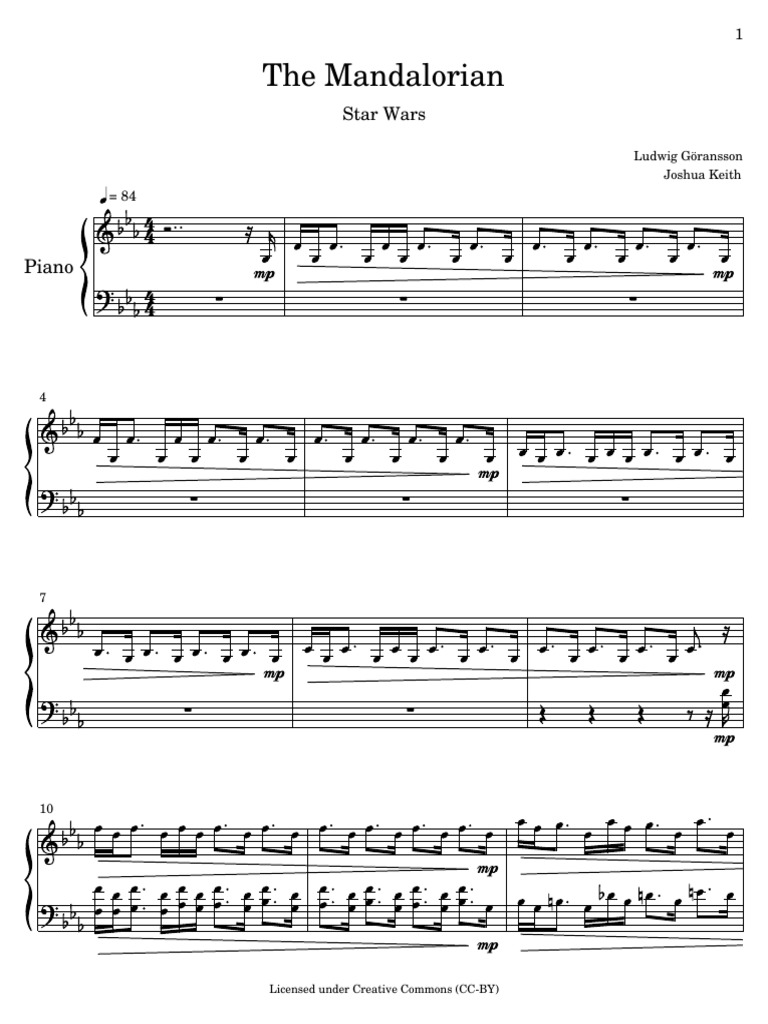 Mandalorian Theme Piano Sheet Music | PDF