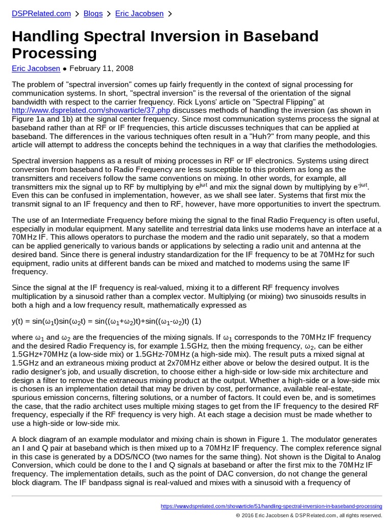 Handling Spectral Inversion in Baseband | PDF | Science & Mathematics ...