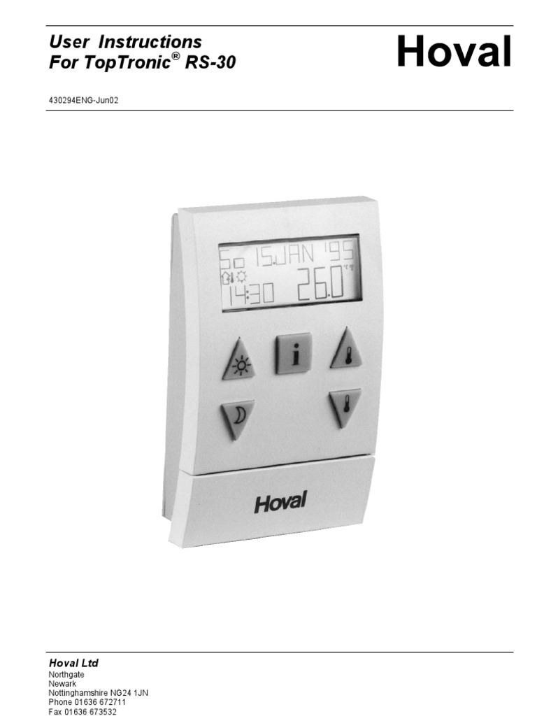 Termostat Hoval | PDF | Water Heating | Thermostat