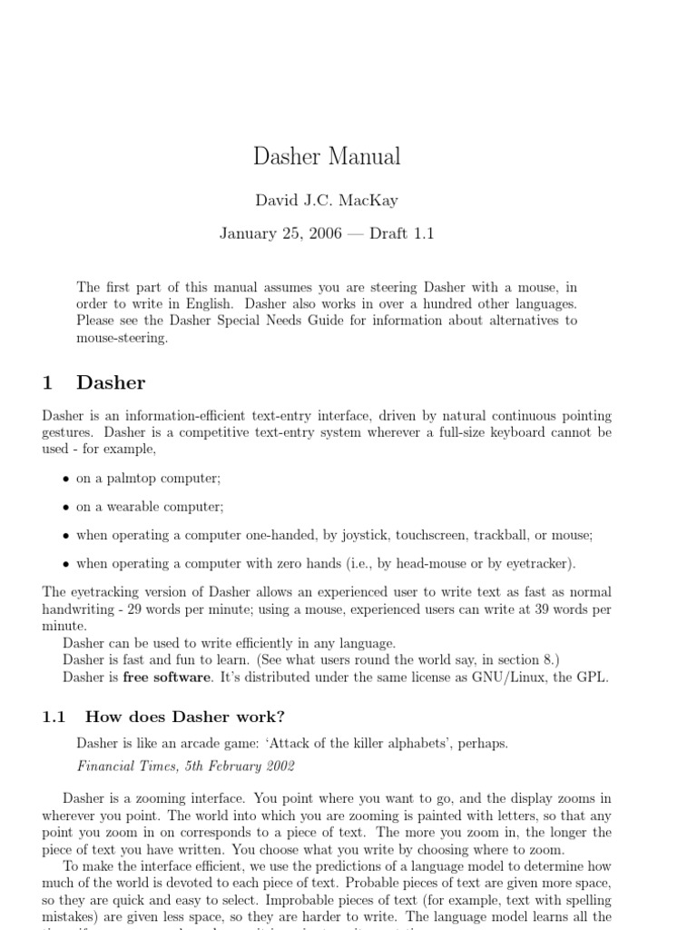 Dasher Project | PDF | Computer Keyboard | Menu (Computing)