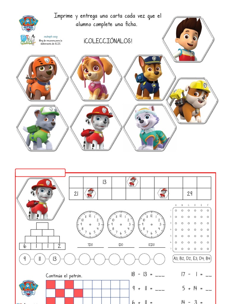 Paw Patrol Math Activity Sheets | PDF | Chess Theory | Traditional ...