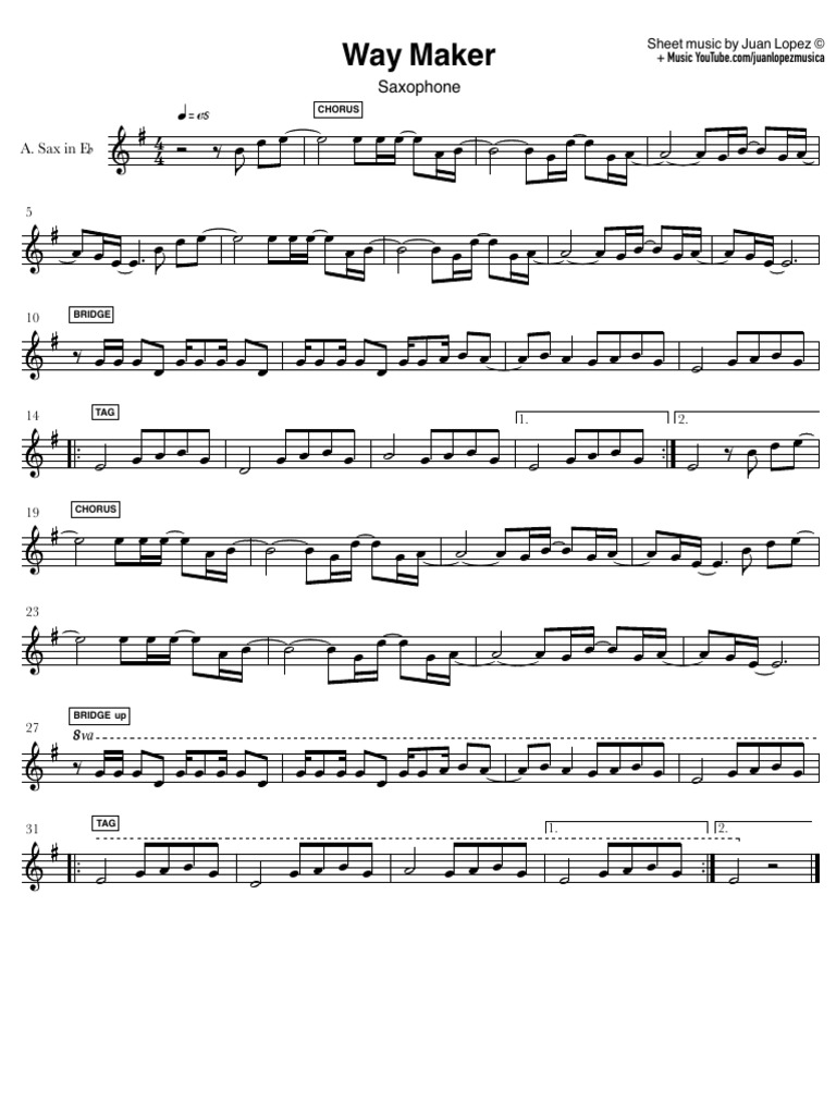 Saxophone - Way Maker (Aqui Estas) Saxophone | PDF