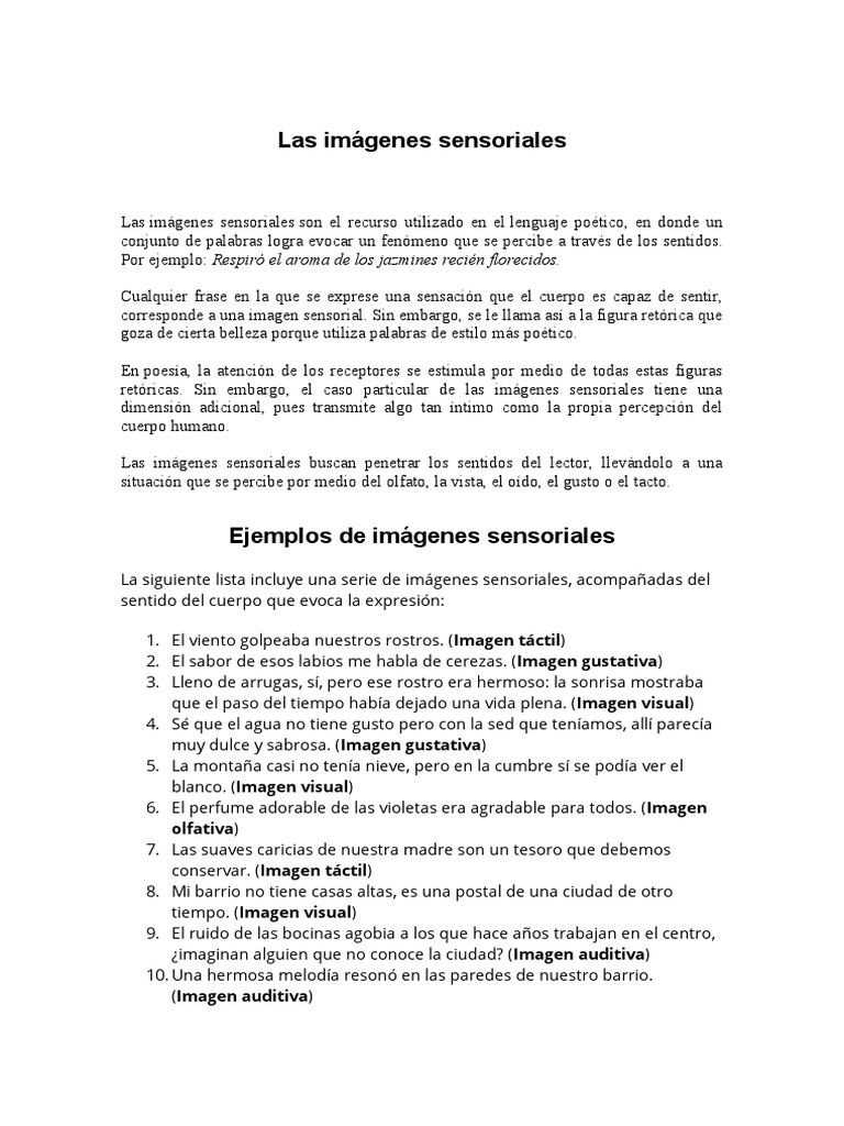 Imágenes Sensoriales | PDF | Gusto | Poesía