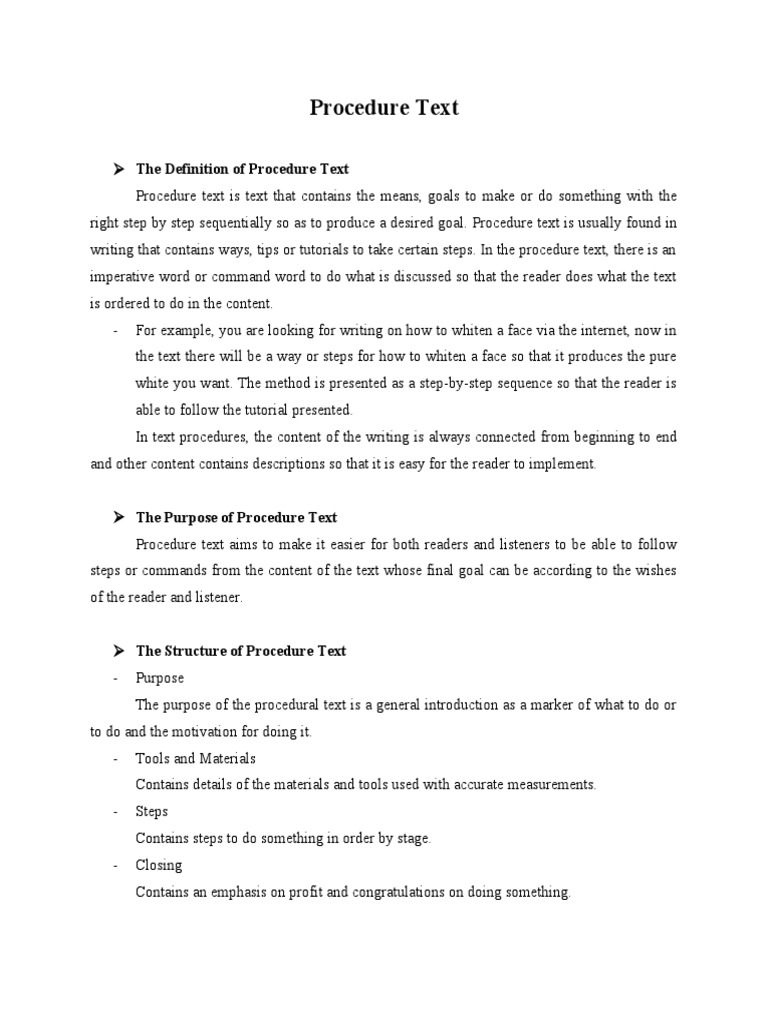 Explaining and Example Procedure Text 2 Materi | PDF | Cooking | Food ...