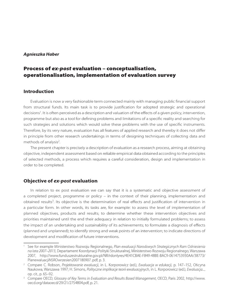 Agnieszka Haber. Process of Ex-Post Evaluation | PDF | Evaluation ...