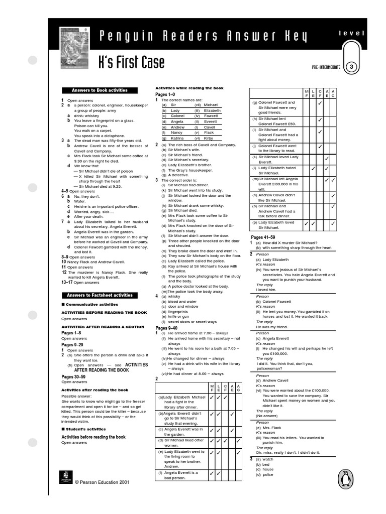 K's First Case. Answer Key | PDF