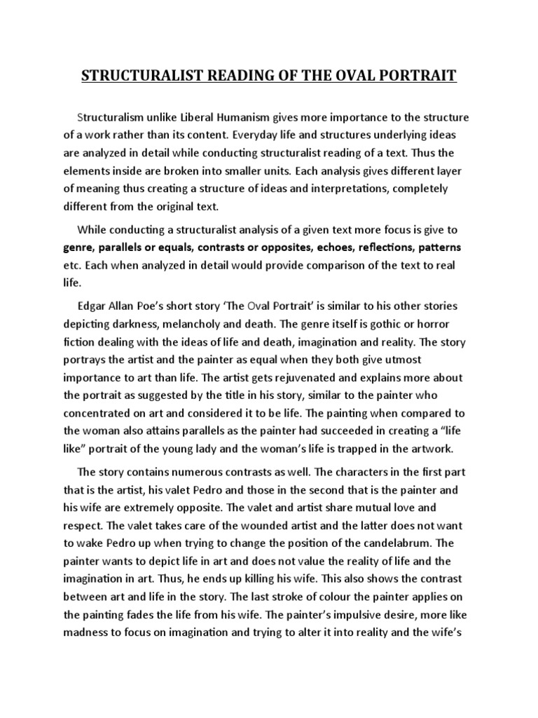 Structuralist Reading of The Oval Portrait | PDF | Paintings