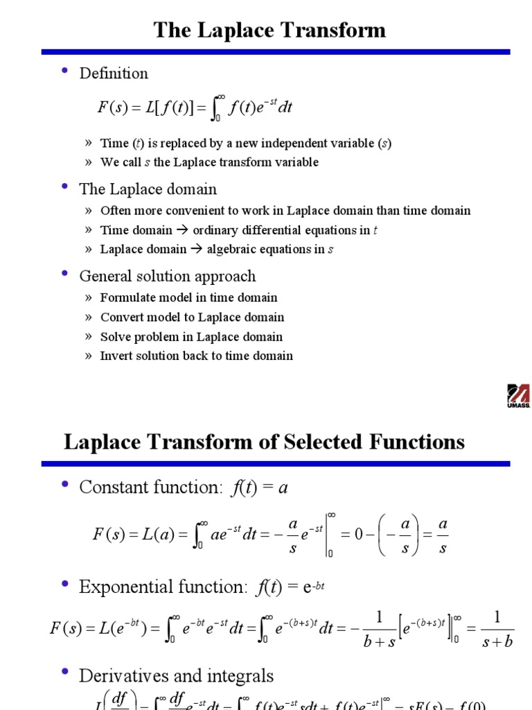 Lesson #2 Lecture #1 Review of Laplace Transform | PDF | Laplace Transform | Function (Mathematics)