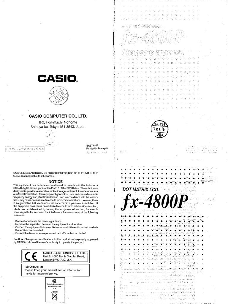Casio FX-4800P | PDF | Exponentiation | Radio