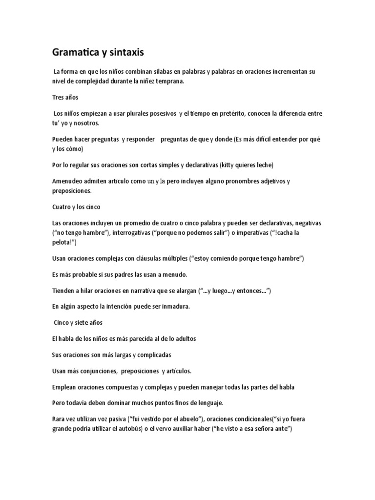 Gramatica y Sintaxis | Descargar gratis PDF | Oración (Lingüística ...