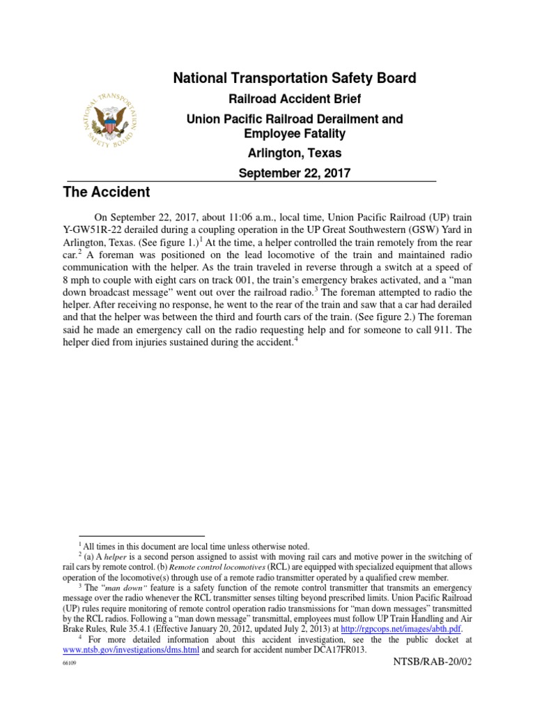 NTSB Report | PDF | Track (Rail Transport) | National Transportation ...