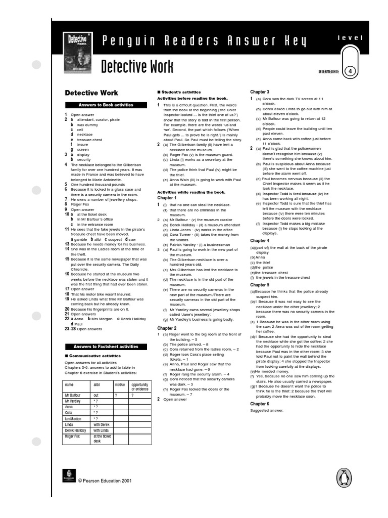 Detective Work. Answer Key | PDF | Violence